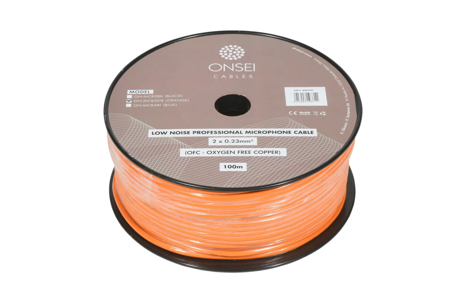 Onsei ON-MCB3OR Microphone Cable Roll 2 x 0.23mm2 - Orange (Price per ...