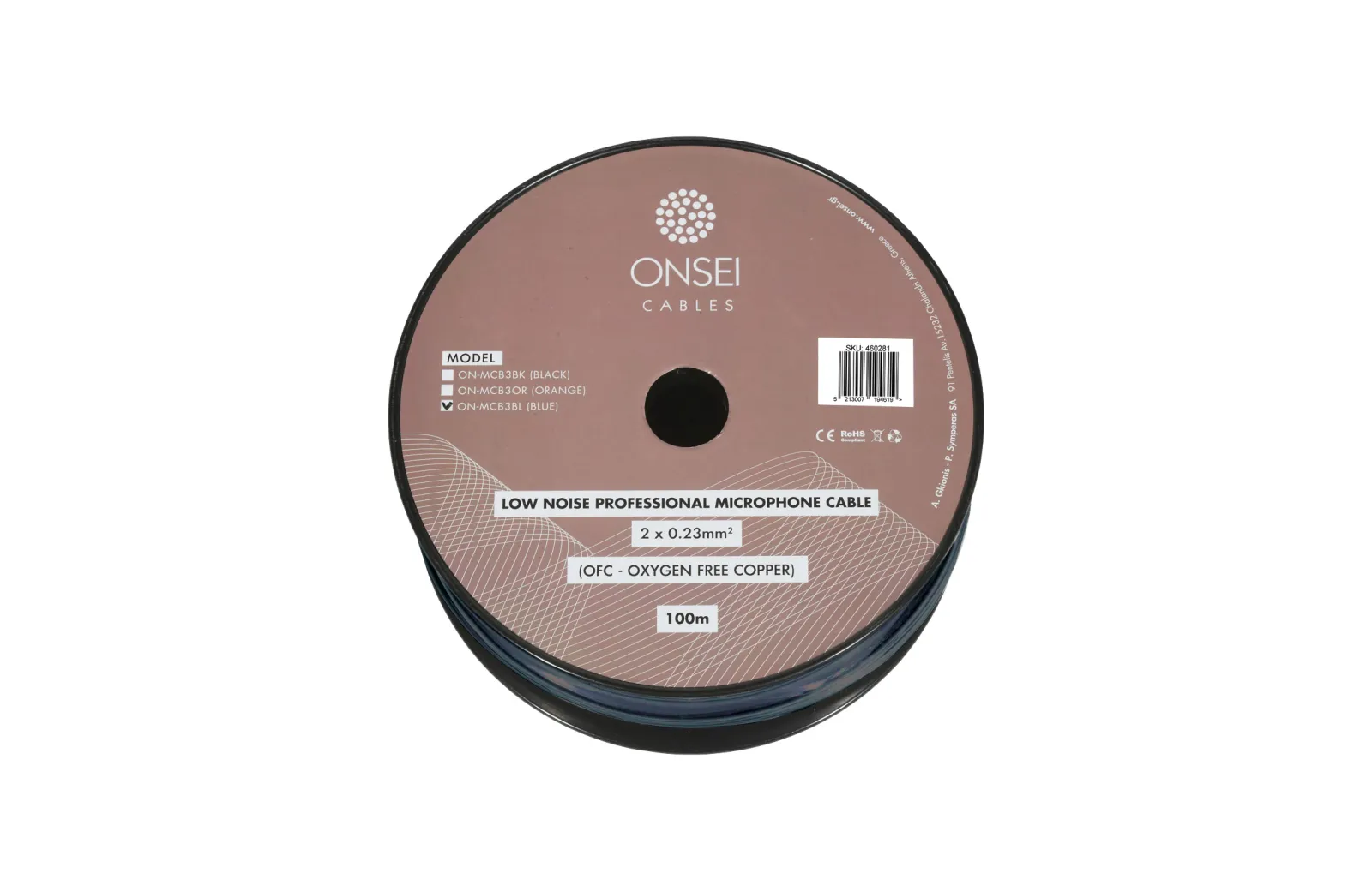 Onsei ON-MCB3BK Microphone Cable Roll 2 x 0.23mm2 - Black